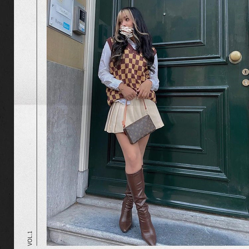 4 COLORS RETRO CHECKERS VEST UB2657 – Uoobox