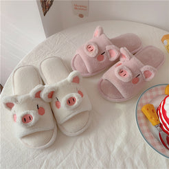 PINK/WHITE PIGGY PLUSH SLIPPERS UB2765 – Uoobox