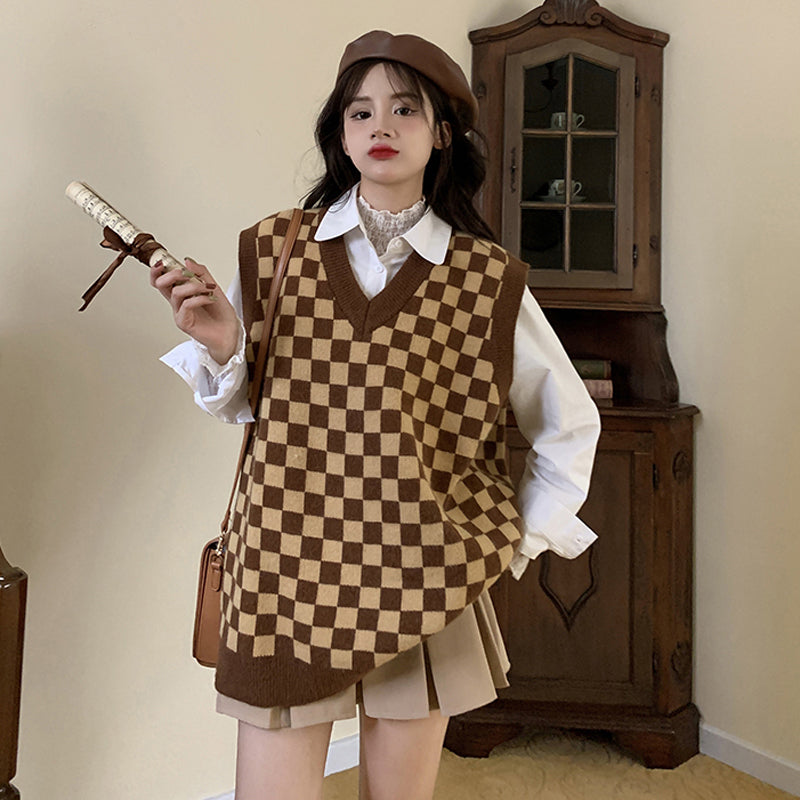 4 COLORS RETRO CHECKERS VEST UB2657 – Uoobox