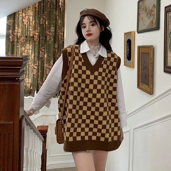 4 COLORS RETRO CHECKERS VEST UB2657 – Uoobox