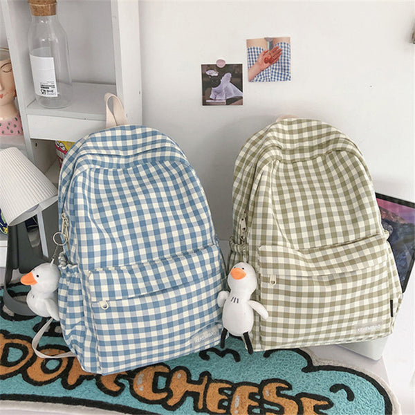 RETRO LIGHT PASTEL COLOR PLAID BACKPACK UB2609 – Uoobox