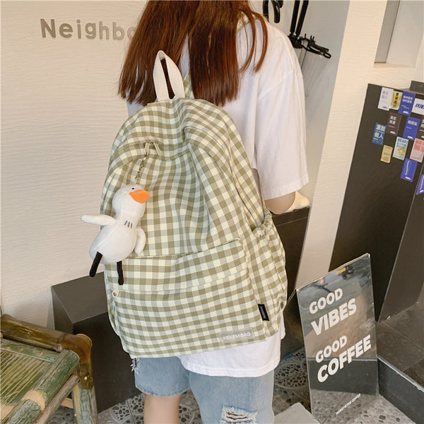 RETRO LIGHT PASTEL COLOR PLAID BACKPACK UB2609 – Uoobox