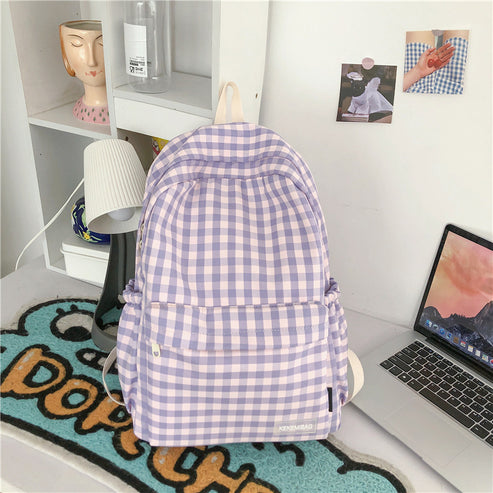 RETRO LIGHT PASTEL COLOR PLAID BACKPACK UB2609 – Uoobox