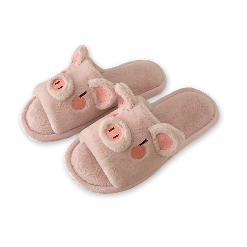 PINK/WHITE PIGGY PLUSH SLIPPERS UB2765 – Uoobox