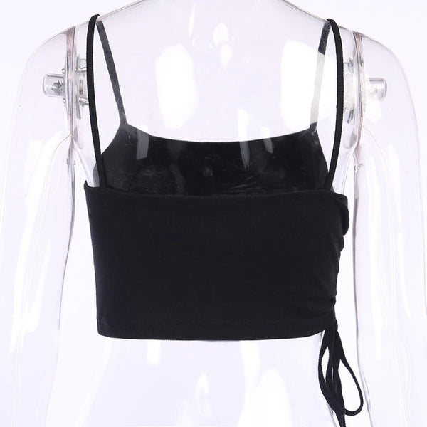 "BLACK BUTTERFLY PRINT SLING" CROP TOP D051208 – Uoobox